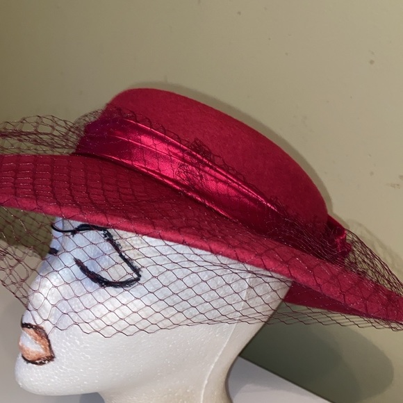 Miss Bierner | Accessories | Ruby Red Wool Church Dress Hat By Miss ...
